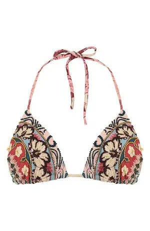 Agua Bendita Lolita Especial Plume Triangle Bikini Top - Blue