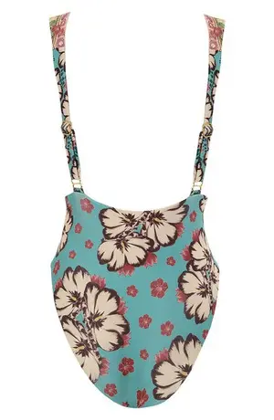 Agua Bendita Ellis Plume Floral Twist One-piece Swimsuit