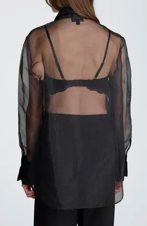 KENNETH COLE Sheer Oversized Button-up Shirt