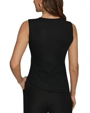 Donna Karan New York Sleeveless Gathered Top - Black