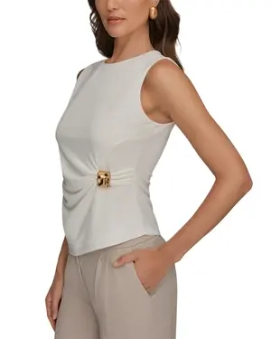 Donna Karan New York Gathered Sleeveless Top - Cream