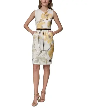 Donna Karan New York Sleeveless Cowl Neck Belted Sheath Dress