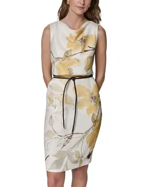 Donna Karan New York Sleeveless Cowl Neck Belted Sheath Dress