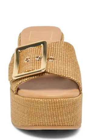 Dolce Vita Jilian Platform Wedge Sandal - Mocha Raffia
