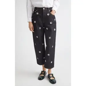 Marni Floral Embellished Carrot Fit Jeans - Emb99blublack