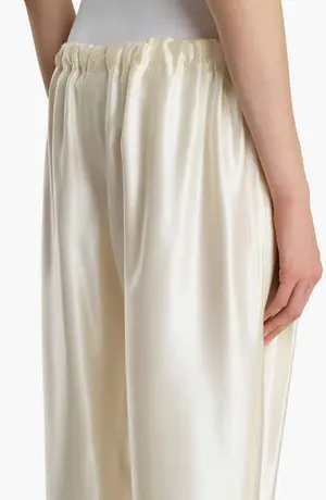 Khaite Satin Barrel Leg Drawstring Pants - Cream