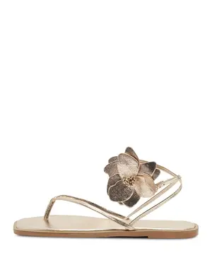 Free People Magnolia Leather Thong Sandals - Gold