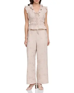 Bagatelle Embroidered Tie Front Smock Top