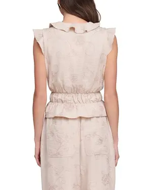Bagatelle Embroidered Tie Front Smock Top