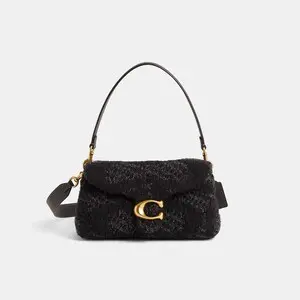 COACH Restored Soft Tabby Signature Knit Shoulder Bag - Brass/black Multi