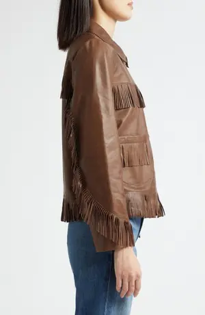 NILI LOTAN Lazare Fringe Leather Jacket