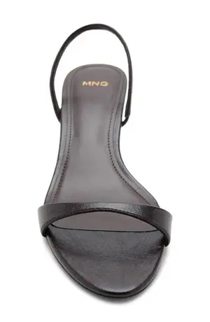 Mango Kitten Heel Slingback Sandal - Chocolate
