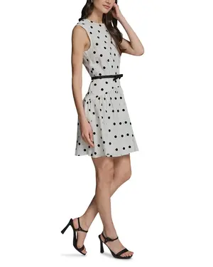 Karl Lagerfeld Paris Polka Dot Seersucker A-line Dress