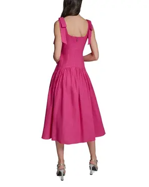 Karl Lagerfeld Paris Square Neck Tie Shoulder Midi Dress