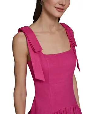 Karl Lagerfeld Paris Square Neck Tie Shoulder Midi Dress