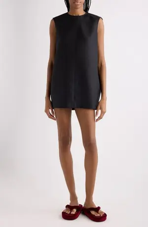 Balenciaga Wool And Silk Crepe Cocoon Minidress - Nero