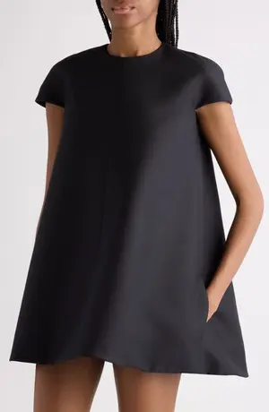 Balenciaga Wool & Silk Crepe Babydoll Minidress