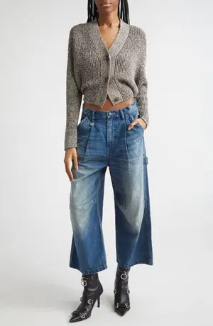 R13 Split Hem Rib Crop Cardigan