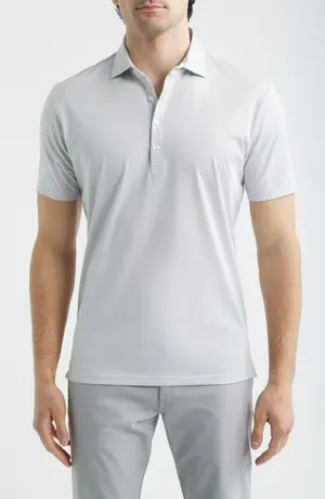 Johnnie-o Elba Top Shelf Cotton Blend Piqué Polo - Light Gray
