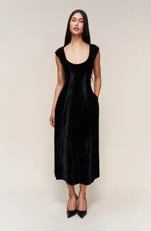 GUIZIO Leila Velvet Midi Dress