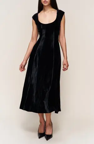 GUIZIO Leila Velvet Midi Dress