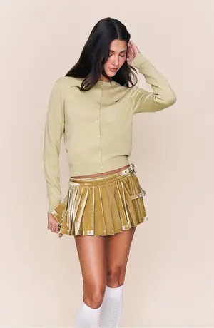 GUIZIO Rylan Velvet Mini Skirt - Olive