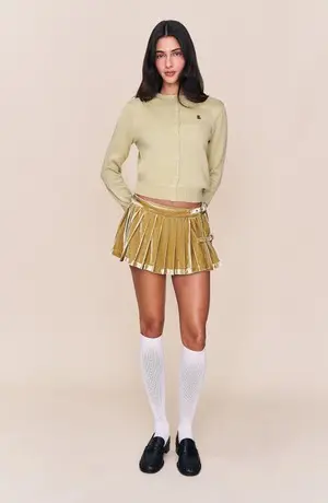 GUIZIO Rylan Velvet Mini Skirt - Olive