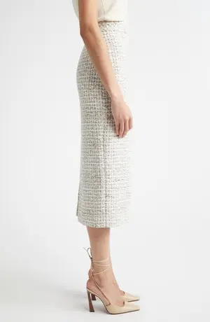 St. John Côte D'azure Tweed Midi Pencil Skirt - Ecru/taupe Multi