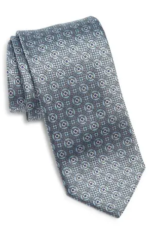 Canali Medallion Standard Neck Tie - Grey