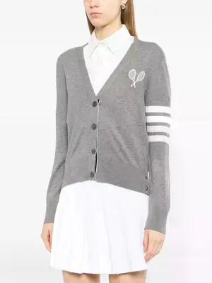 Thom Browne Logo Cardigan - Grey