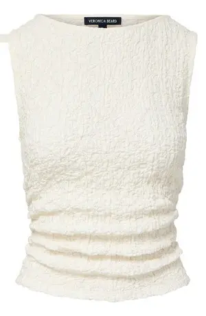 Veronica Beard Selah Ruched Lace Tank - Dove