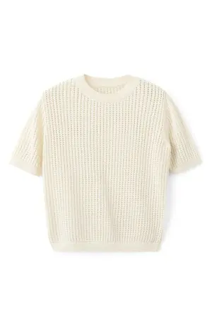 Mango Pera Open Stitch Crewneck Sweater - Ecru