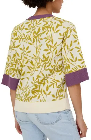 RAFFYA Daffodil Leaf Print Knitted T-shirt