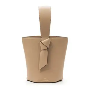 LA PORTEGNA Julieta Knotted Leather Shoulder Bag - Beige