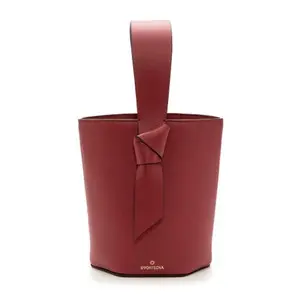 LA PORTEGNA Julieta Knotted Leather Shoulder Bag - Raspberry
