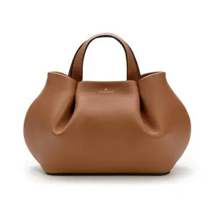 LA PORTEGNA Isabela Sculpted Full Grain Leather Shoulder Bag - Brown