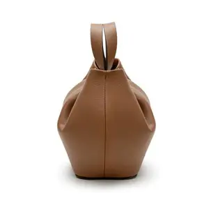 LA PORTEGNA Isabela Sculpted Full Grain Leather Shoulder Bag - Brown