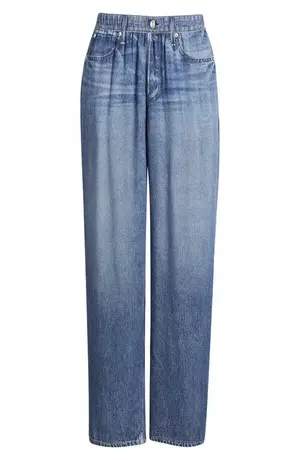 Rag & Bone Rb Miramar Slink Trompe L'oeil Faux Denim Wide Leg Lounge Pants - Lagoon