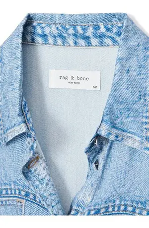 Rag & Bone Miramar Slink Abby Trompe L'oeil Faux Denim Crop Button-up Shirt - Muray