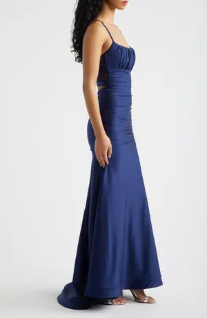EMERALD SUNDAE Sateen Strappy Mermaid Gown