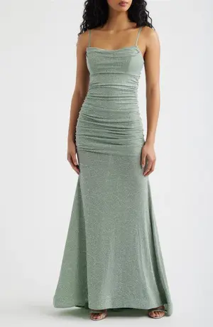 EMERALD SUNDAE Glitter Mermaid Gown