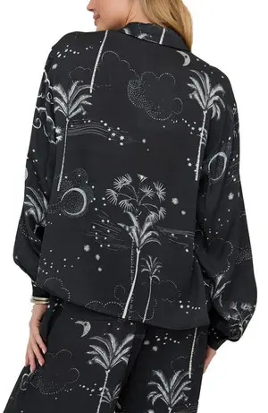 RAFFYA Palm Print Button-down Shirt