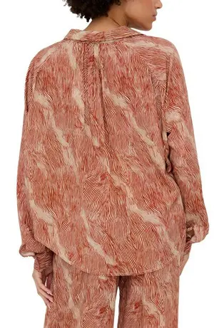 RAFFYA Tiger Print Button-down Shirt
