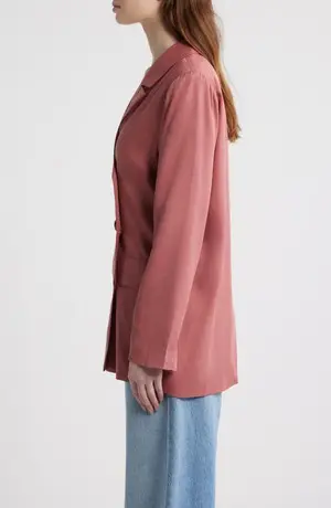 Dra Anthony Double-breasted Longline Blazer - Lipstick