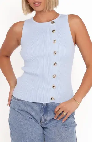 PETAL & PUP Lysa Ribbed Sweater Vest - Blue