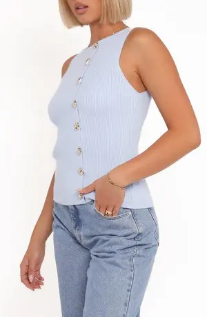 PETAL & PUP Lysa Ribbed Sweater Vest - Blue