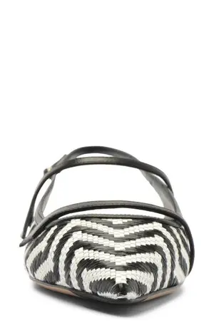 ALEXANDRE BIRMAN Tita Raffia Pointed-toe Slingback Flats