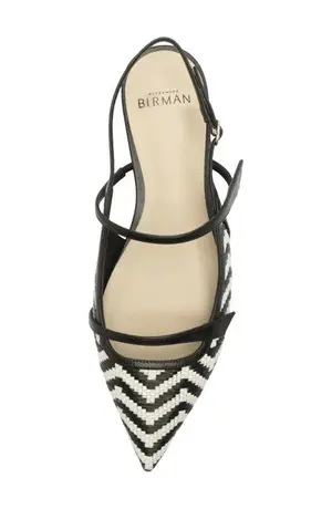 ALEXANDRE BIRMAN Tita Raffia Pointed-toe Slingback Flats