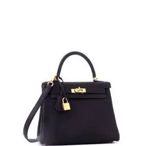 Hermès Kelly Handbag 25 Black Togo With Gold Hardware