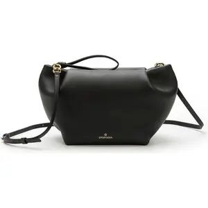 LA PORTEGNA Leather Clutch With Shoulder Strap - Black